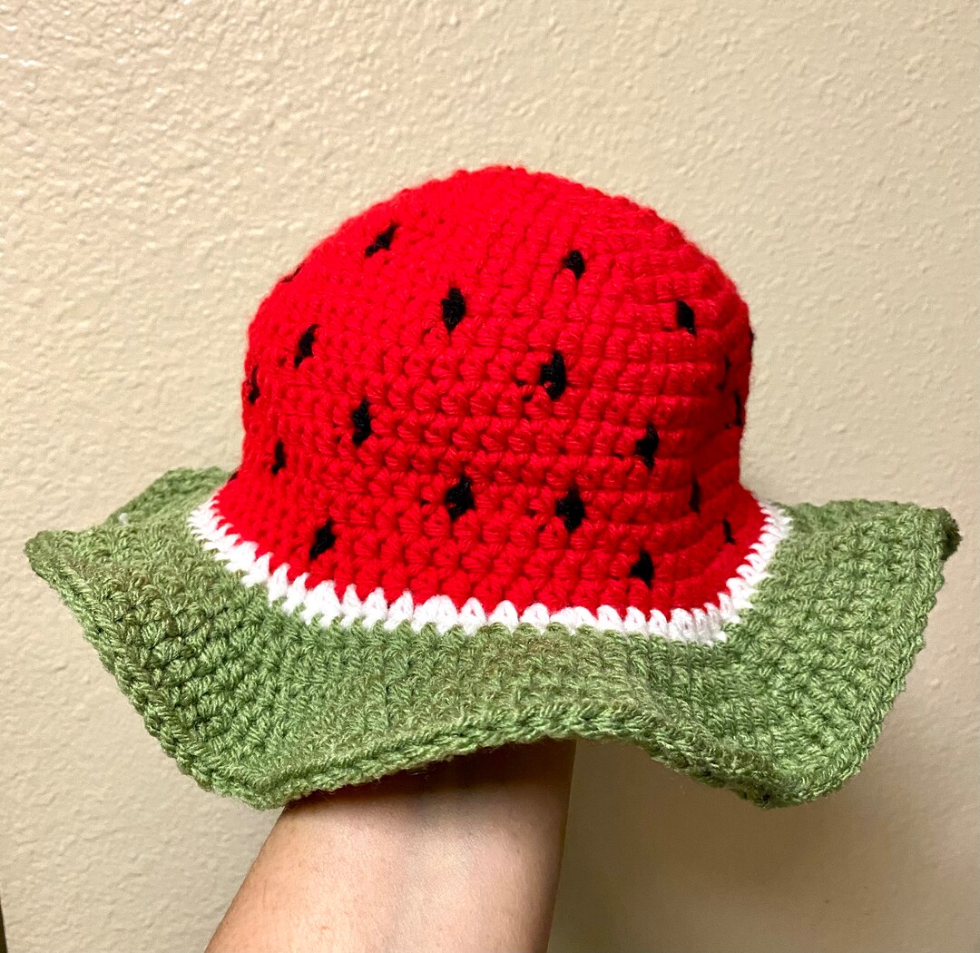 Crochet Watermelon and Kiwi Bucket Hats - Etsy