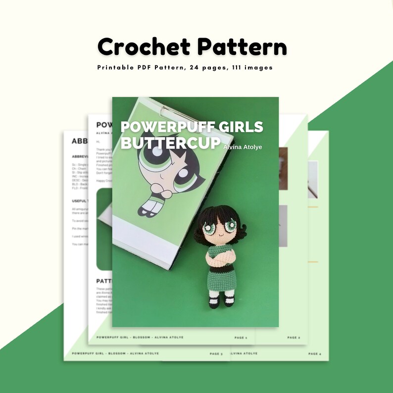 Buttercup Amigurumi powerpuff Girls Pattern Amigurumi - Etsy