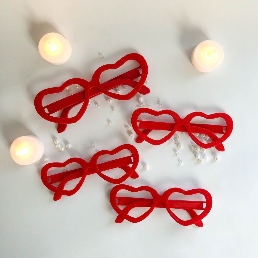 Heart Shaped Photo Props Eye Glasses Set of 4 - Funny Party Decor ...
