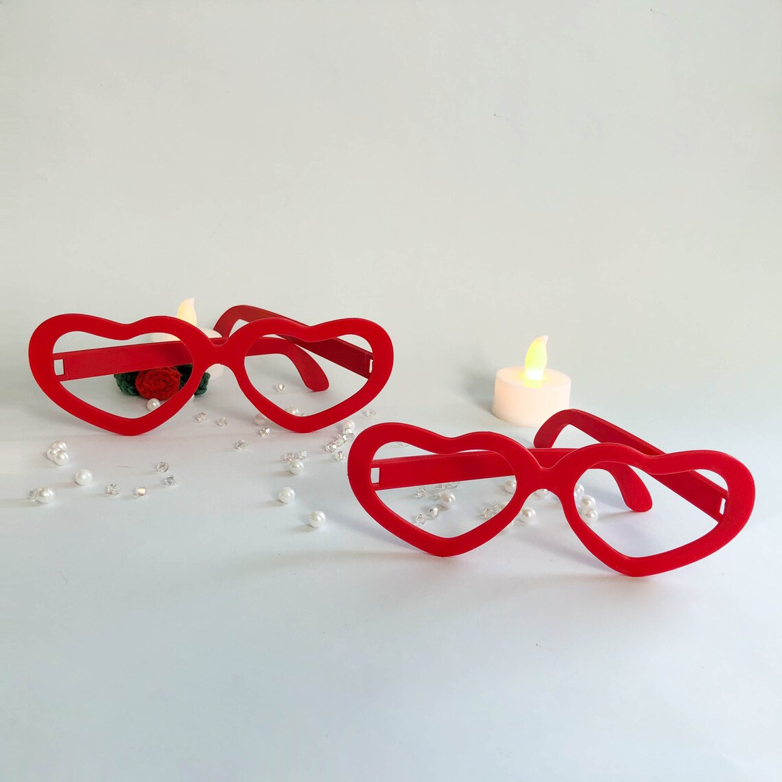 Heart Shaped Photo Props Eye Glasses Set of 4 - Funny Party Decor ...