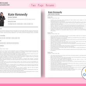 Teacher Resume Template for Google Docs, Professional | Substitute ...