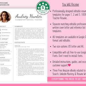 Teacher Resume Template for Google Docs | Substitute, Teaching ...