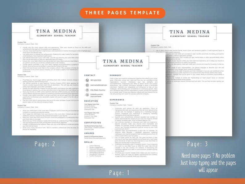 Teacher Resume and Cover Letter Bundle (google Docs, Ats-friendly) - Etsy