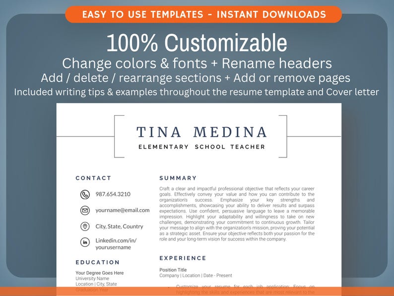 Teacher Resume and Cover Letter Bundle (google Docs, Ats-friendly) - Etsy