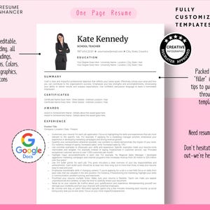 Teacher Resume Template for Google Docs, Professional | Substitute ...
