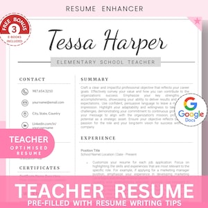 Teacher Resume Template for Google Docs | Modern CV Design (digital ...