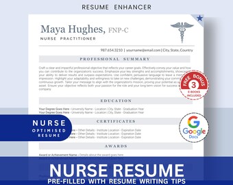 Nurse Practitioner CV Template - Etsy