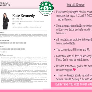 Teacher Resume Template for Google Docs, Professional | Substitute ...
