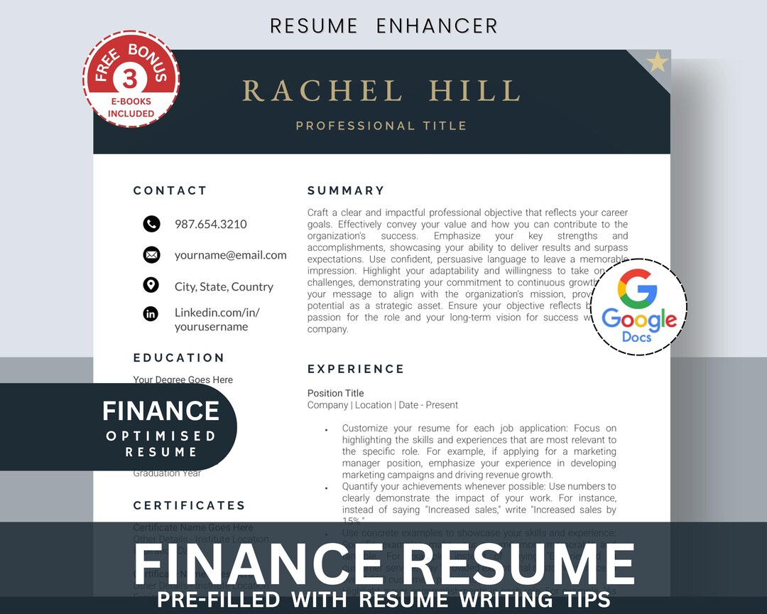 Finance Director Resume Template, CV Template, Financial Resume ...
