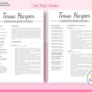 Teacher Resume Template for Google Docs | 1, 2 & 3 Page Teacher Resume ...