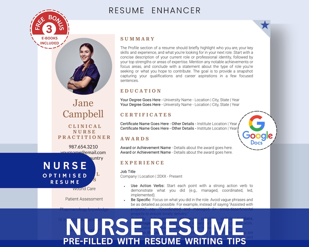 NURSE RESUME Template | Professional Resume | Student Nurse Resume ...