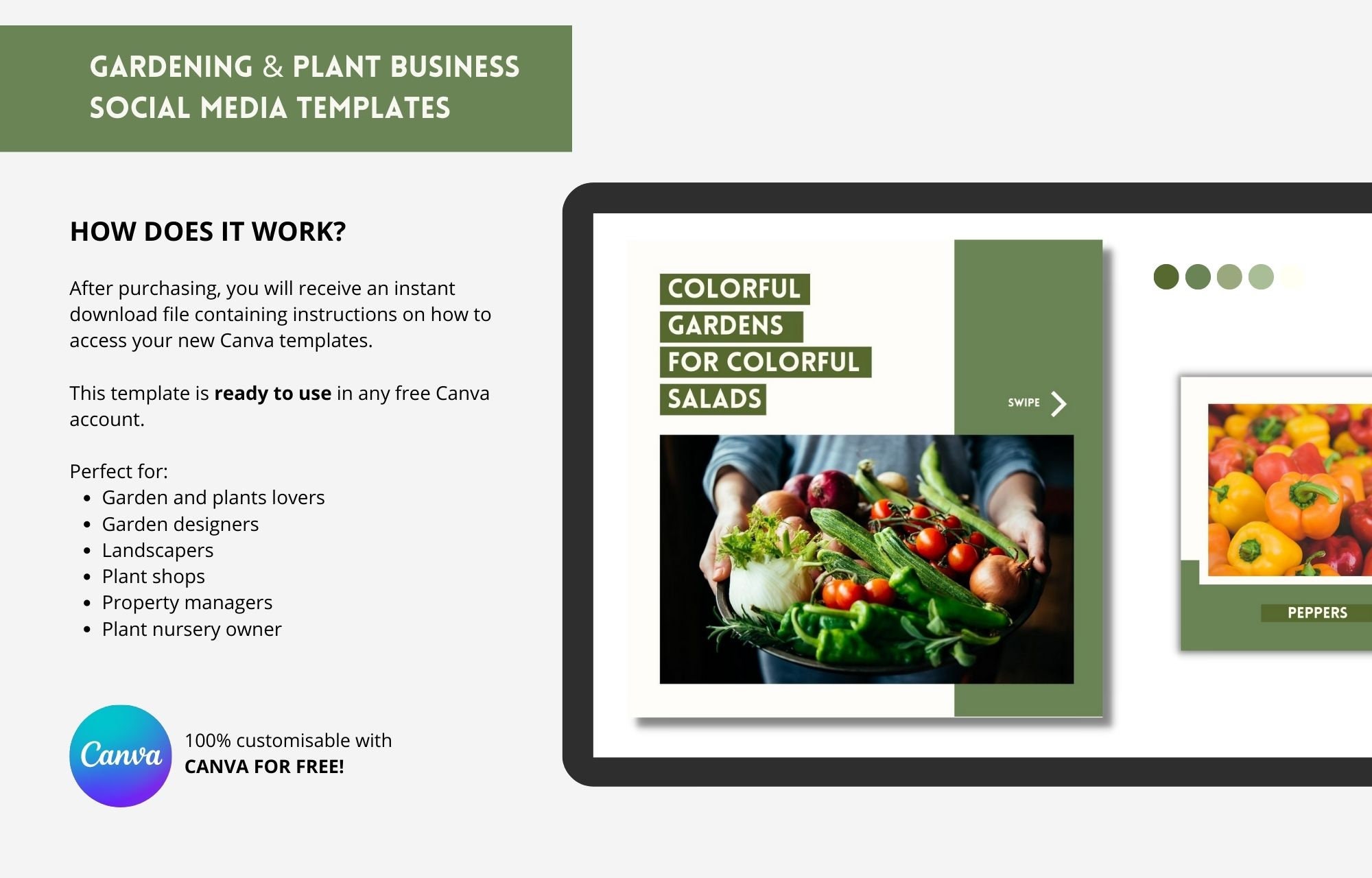 Green in Nature, Garden, Eco, Plants, Gardening Instagram Canva Social ...