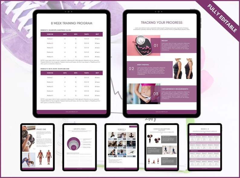 48 Fitness Training Program Canva Templates | 48-pages | Workout ...