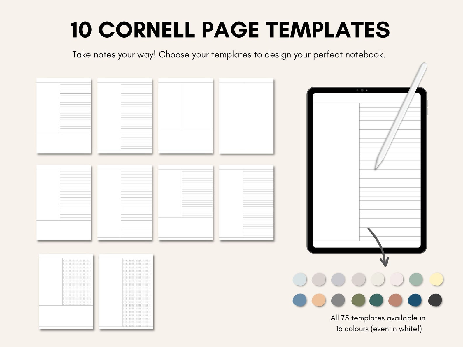 Digital Note Paper, Digital Notes, Note Paper, Lined, Grid, Dotted ...