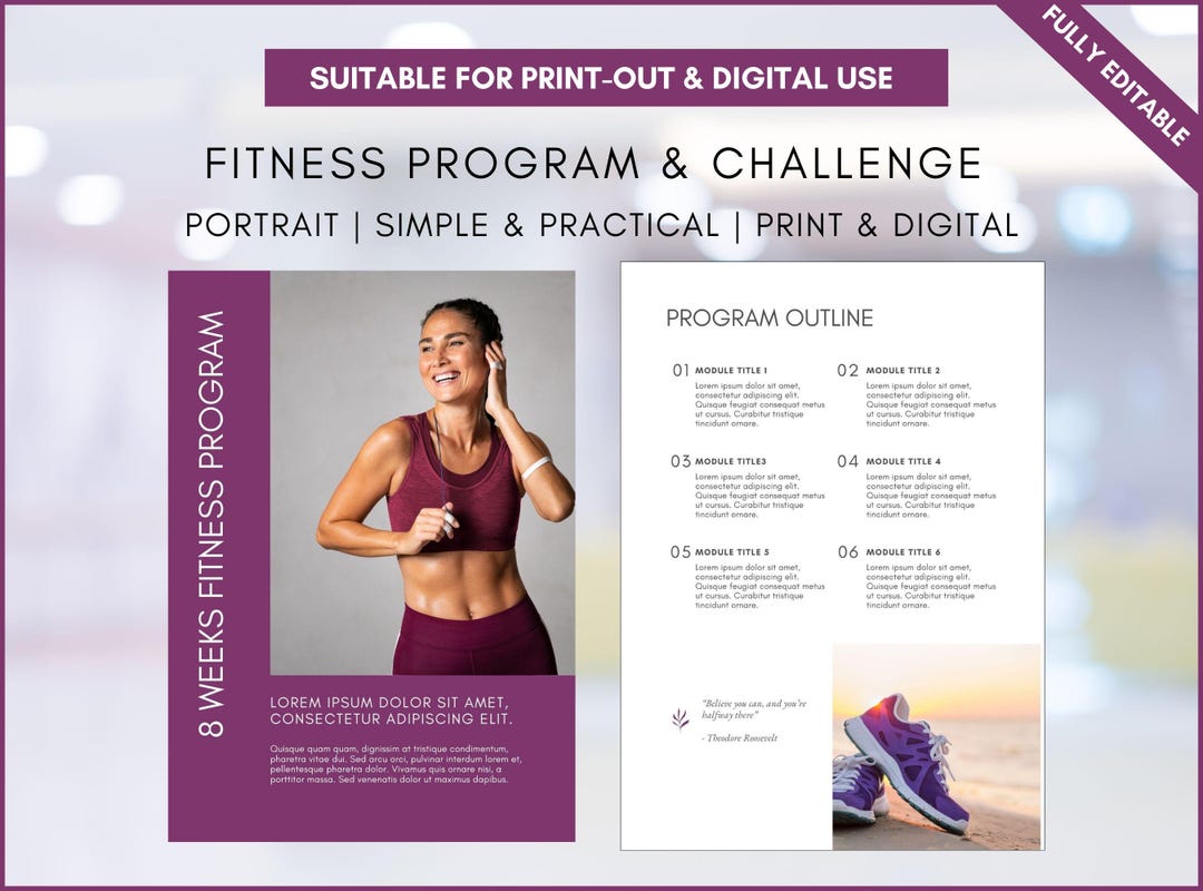 48 Fitness Training Program Canva Templates | 48-pages | Workout ...