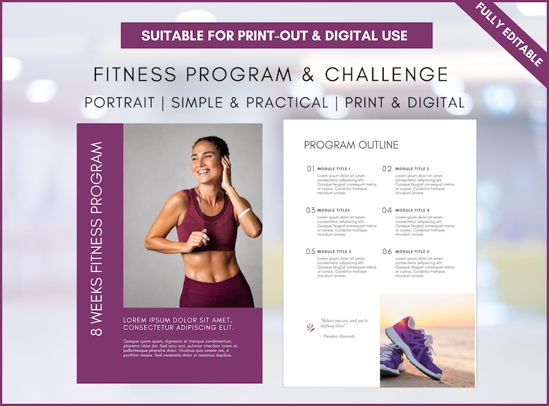 48 Fitness Training Program Canva Templates | 48-pages | Workout ...