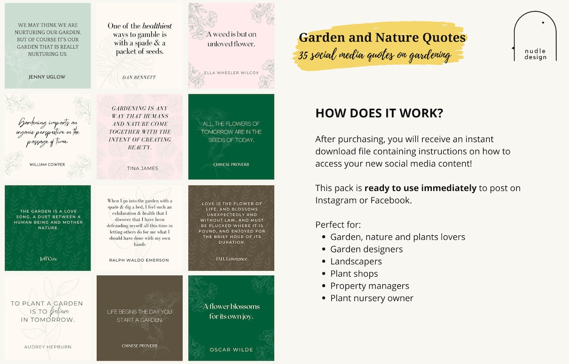 35 Quotes Nature, Garden, Plants for Instagram Posts | Pre-made | Ready ...