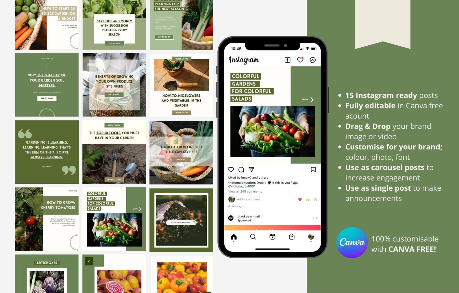 Green in Nature, Garden, Eco, Plants, Gardening Instagram Canva Social ...