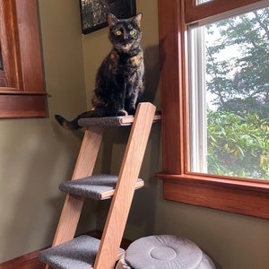 Cat Ladder - 3 Step Cherry Hardwood | Handcrafted High-quality Ladder ...