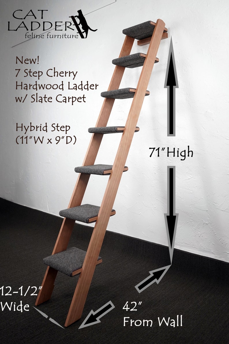 Cat Ladder - 7 Step Cherry Hardwood | Movable Cat Perch – Always ...