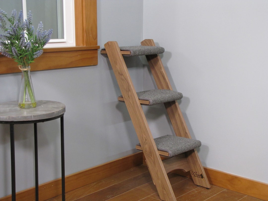 Cat Ladder - 3 Step Walnut Hardwood | Handcrafted High-quality Ladder ...