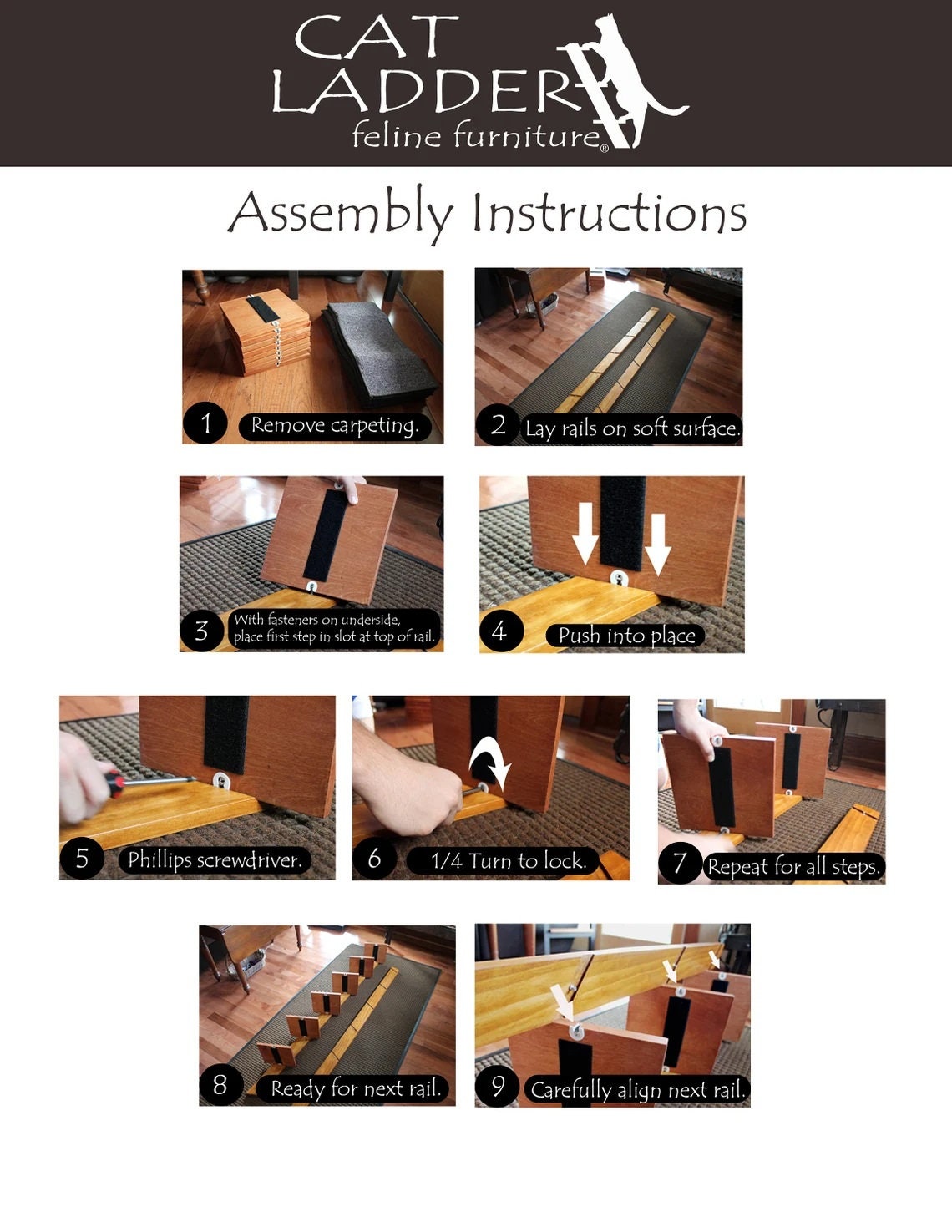 Cat Ladder - 3 Step Cherry Hardwood | Handcrafted High-quality Ladder ...
