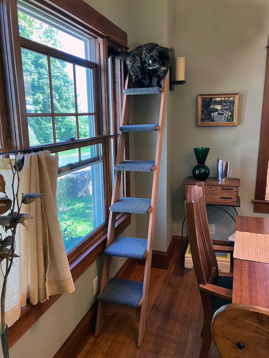 Cat Ladder - 7 Step Cherry Hardwood | Movable Cat Perch – Always ...