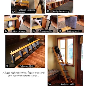 Cat Ladder - 8 Step Cherry Hardwood | Lets Cats Climb Indoors to Reach ...