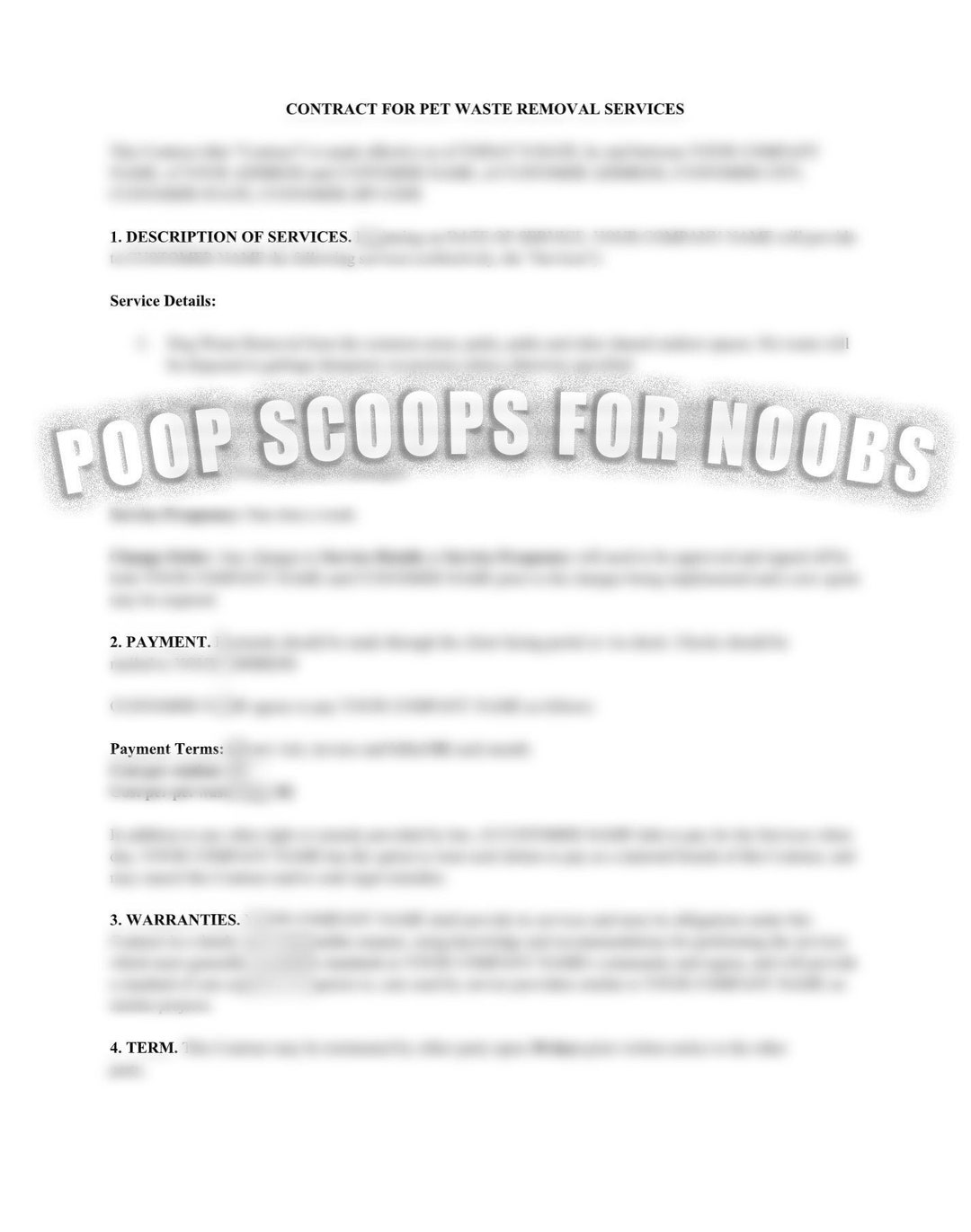 Contract Template for Pet Waste Removal Services - Etsy