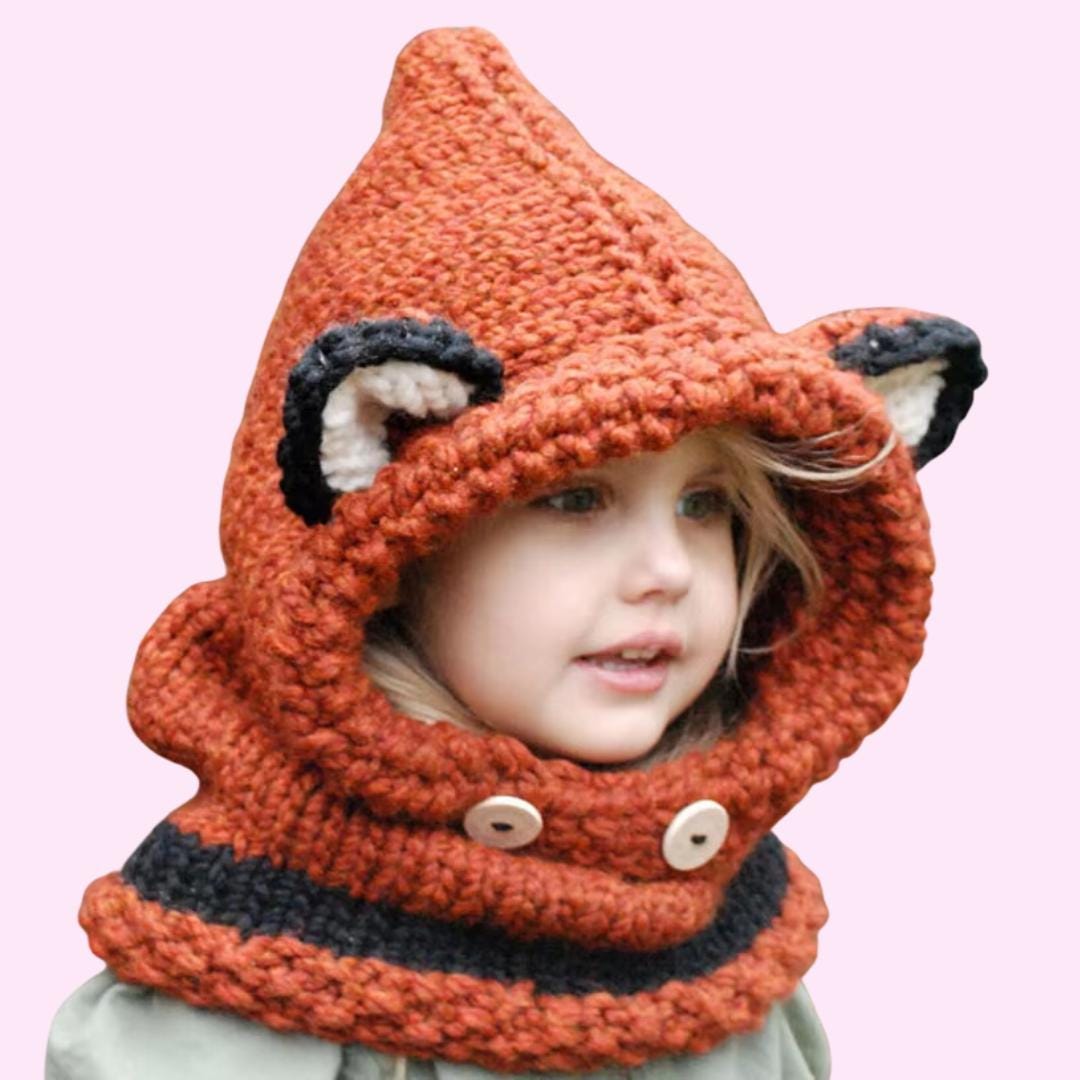 Hand Knitted Crochet Fox Ear Winter Hat Beanie for Kids - Etsy