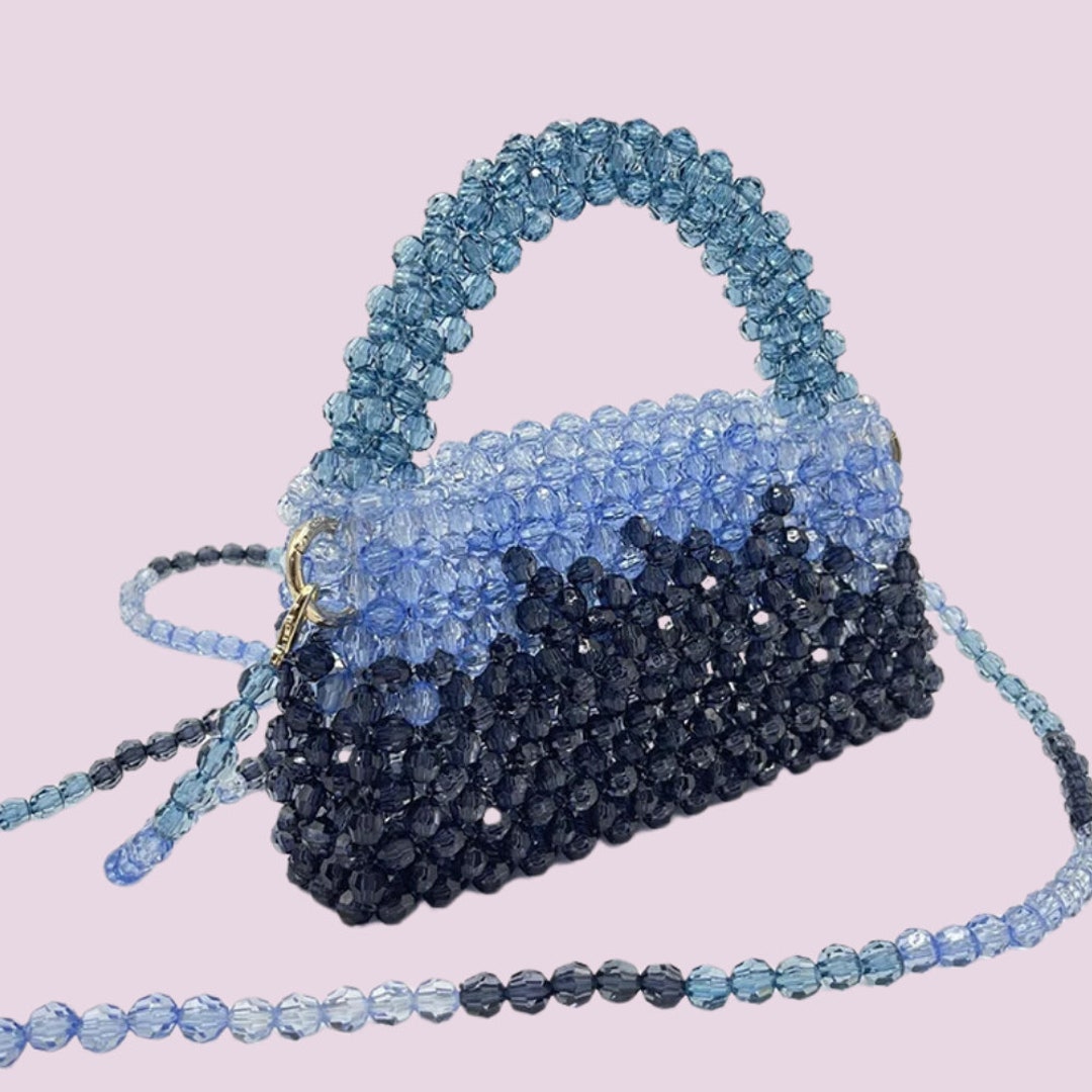 Gradient Blue Beaded Bag, Tote Bags for Women, Fashion Handbags ...