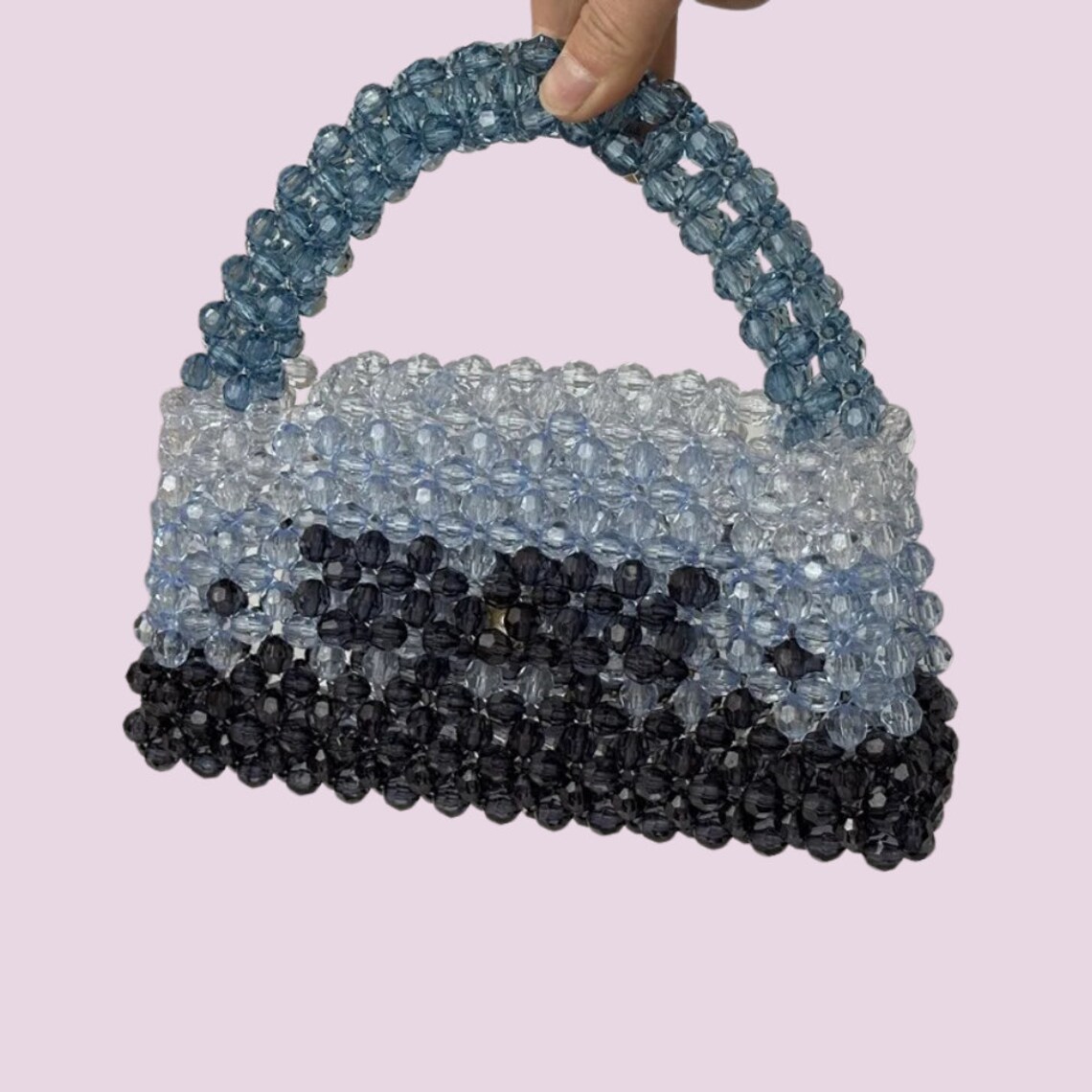 Gradient Blue Beaded Bag, Tote Bags for Women, Fashion Handbags ...