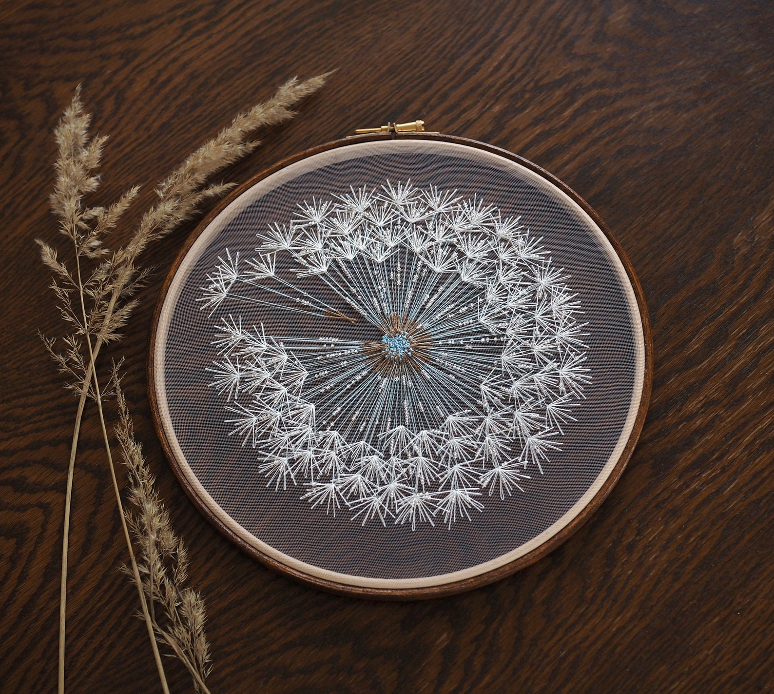 Exquisite Hand Embroidered Dandelion in a Dew on Tulle. - Etsy Canada