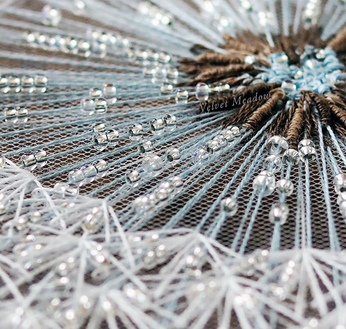 Exquisite Hand Embroidered Dandelion in a Dew on Tulle. - Etsy Canada