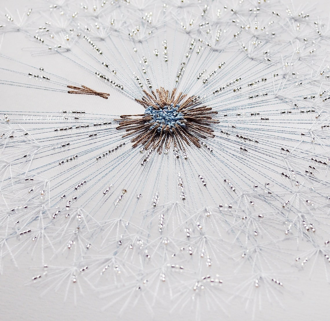 Exquisite Hand Embroidered Dandelion in a Dew on Tulle. - Etsy Canada