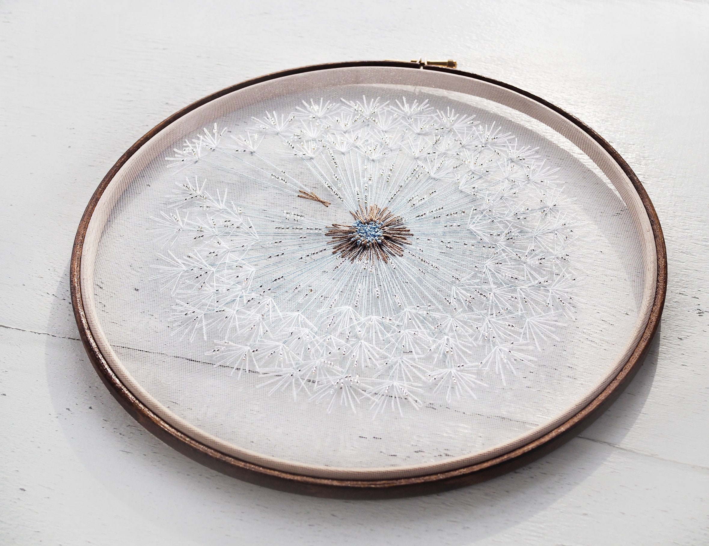 Exquisite Hand Embroidered Dandelion in a Dew on Tulle. - Etsy Canada