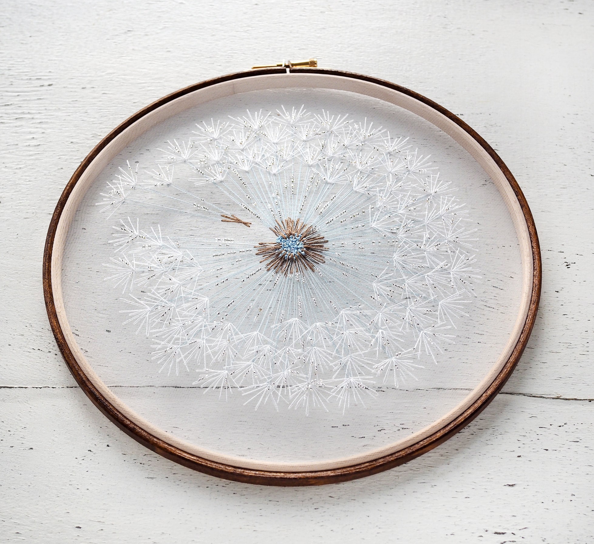 Exquisite Hand Embroidered Dandelion in a Dew on Tulle. - Etsy Canada