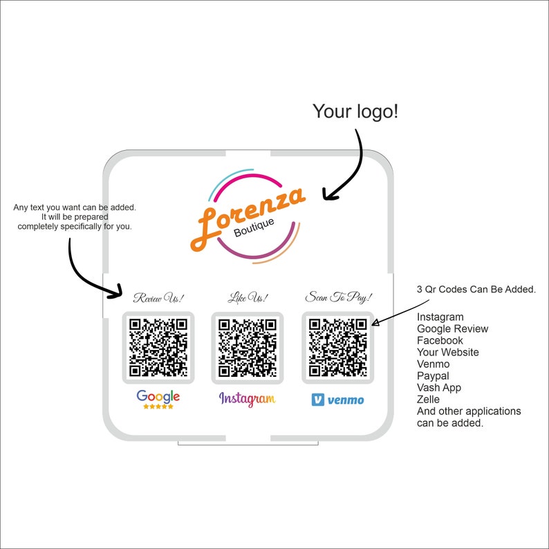 Custom Logo QR Code Business Sign: Social Media & Payment Display - Etsy