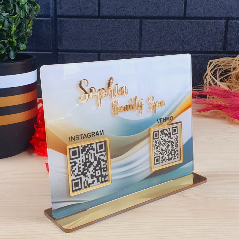 Custom Plexiglass QR Code Business Sign: Social Media & Payment - Etsy