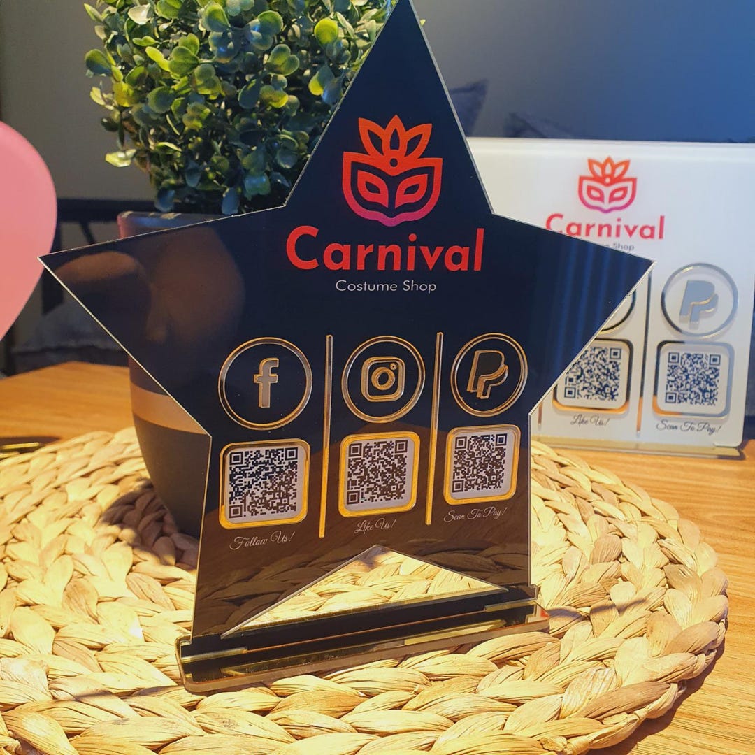 Custom Star-shaped Social Media QR Code Sign for Businesses | Acrylic ...