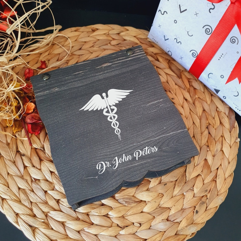 Personalized Doctor Gift Set: Faux Leather Notebook & Pen in Wooden Box ...