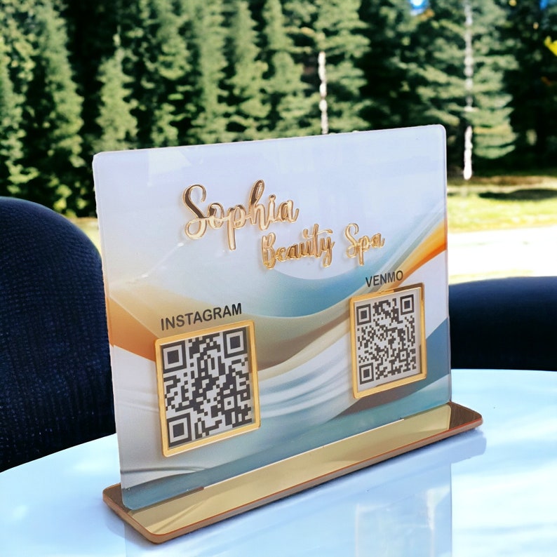 Custom Plexiglass QR Code Business Sign: Social Media & Payment - Etsy
