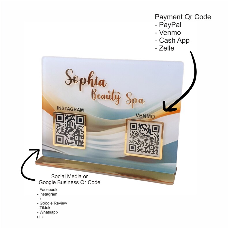 Custom Plexiglass QR Code Business Sign: Social Media & Payment - Etsy