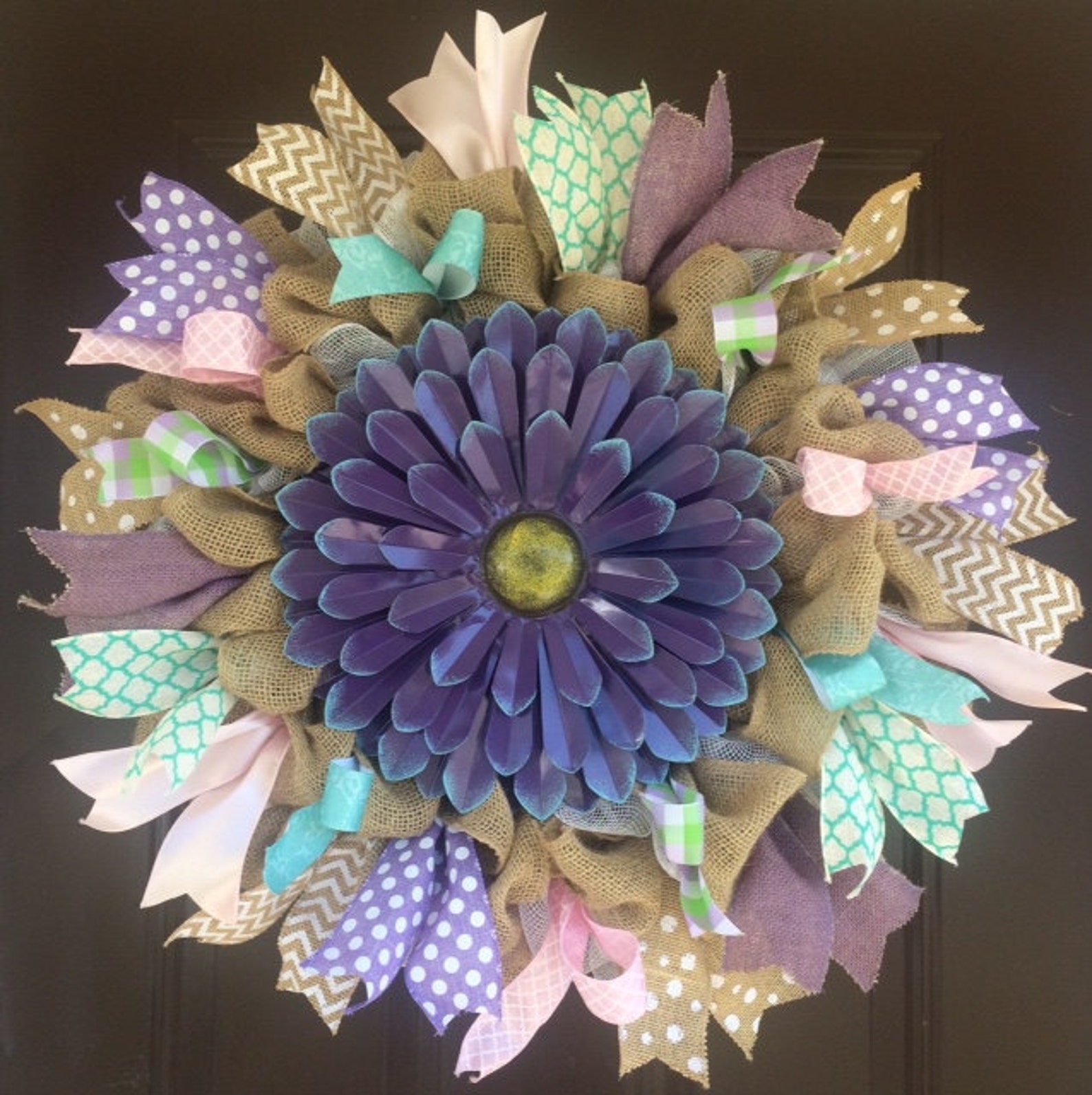Spring Wreath With Big Purple Flower - Etsy