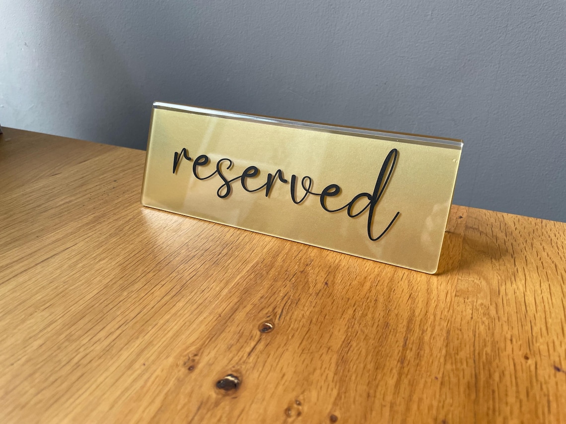 Gold Acrylic Reserved Signs, Acrylic Table Signs for Cafe, Bakery ...