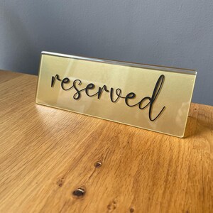 Gold Acrylic Reserved Signs, Acrylic Table Signs for Cafe, Bakery ...