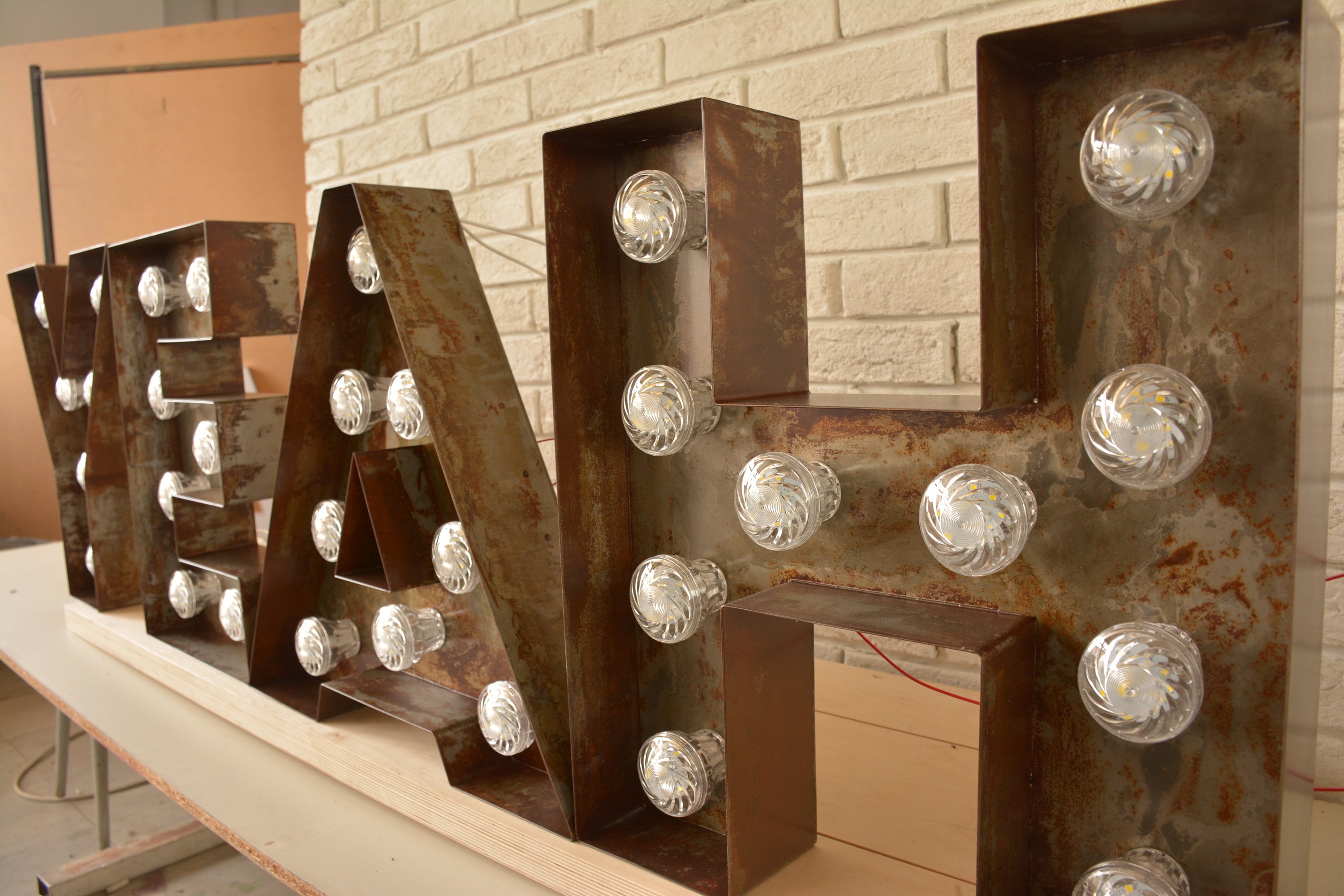 Large Rusted Metal Letters Light up - Led Lights for Bar or Restaurant ...