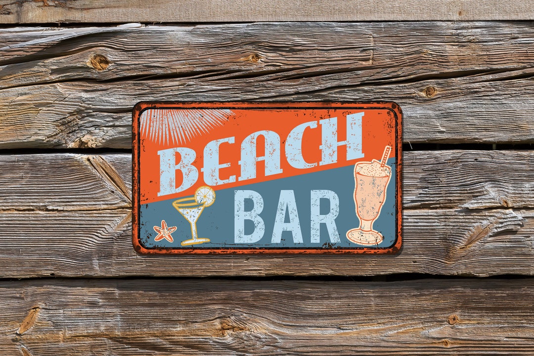 Plaques: BEACH BAR Sign / Rusty Metal Retro Style Outdoor - Etsy