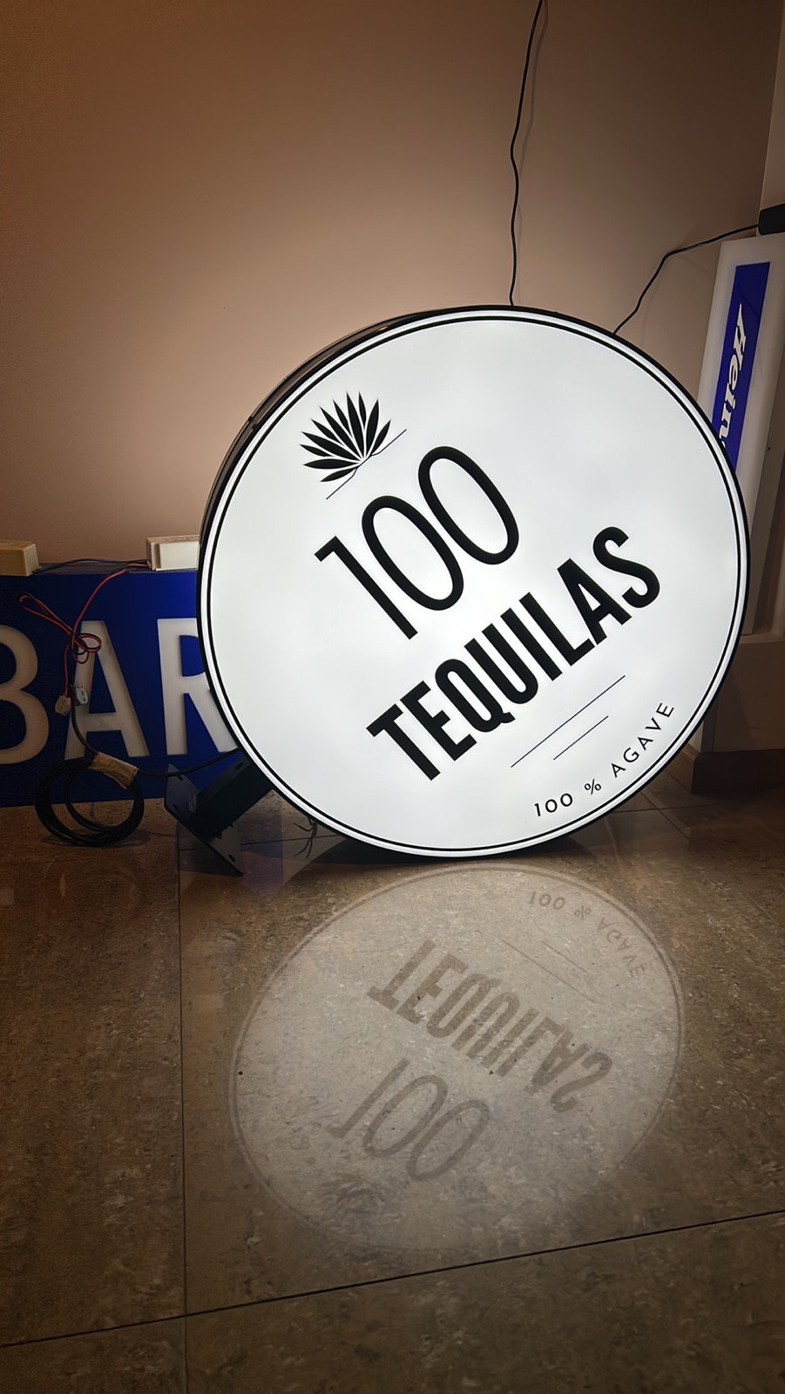 Store Front Outdoor Sign. Round Circular Light Box. Storefront Sign ...