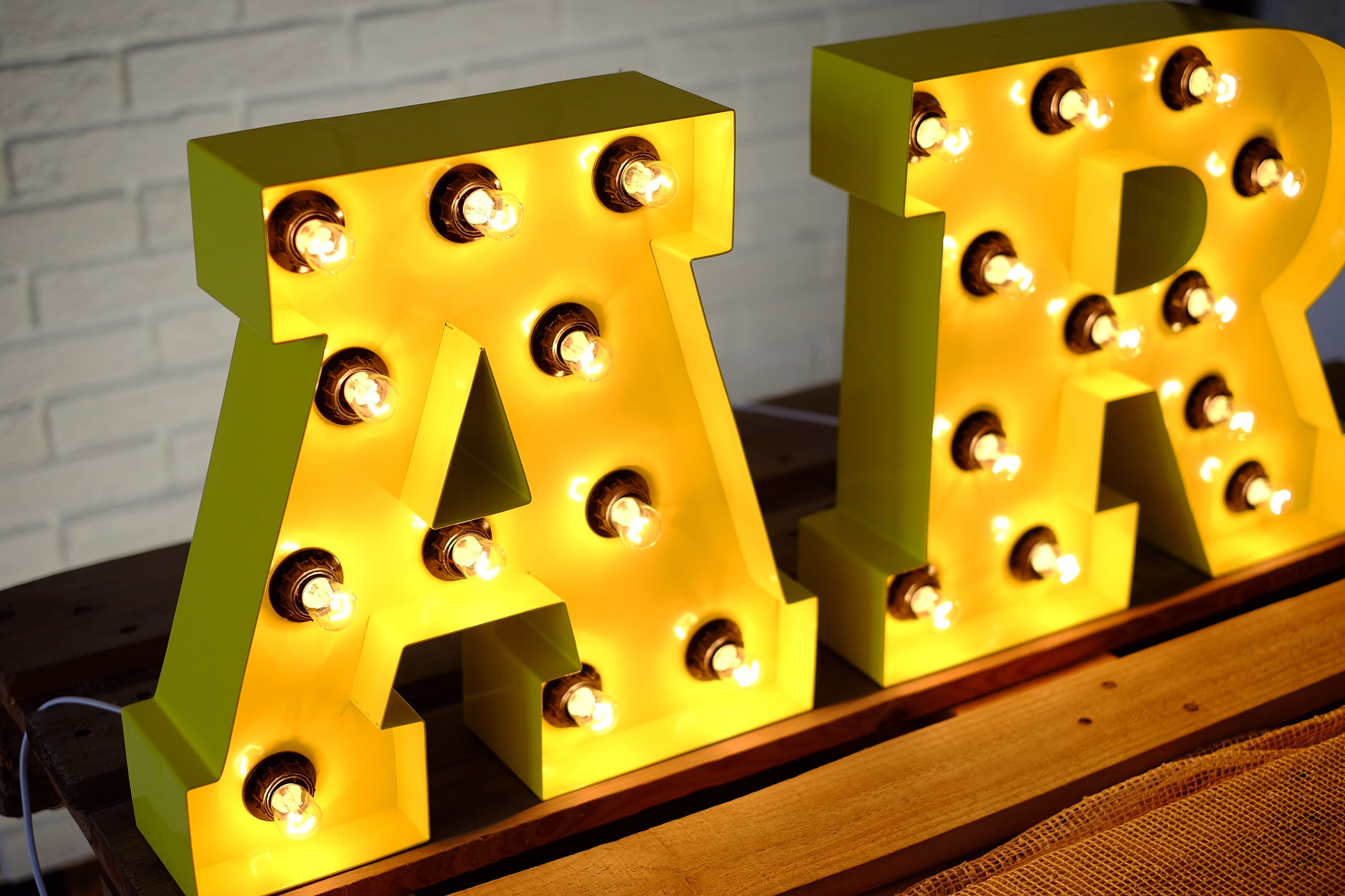 Large letters with Edison BULBS for wall decor. Wall letters | Etsy
